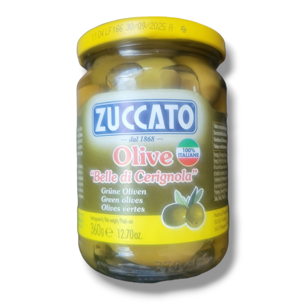 BELLA DI CERIGNOLA GREEN OLIVES IN BRINE - 360gr Zuccato