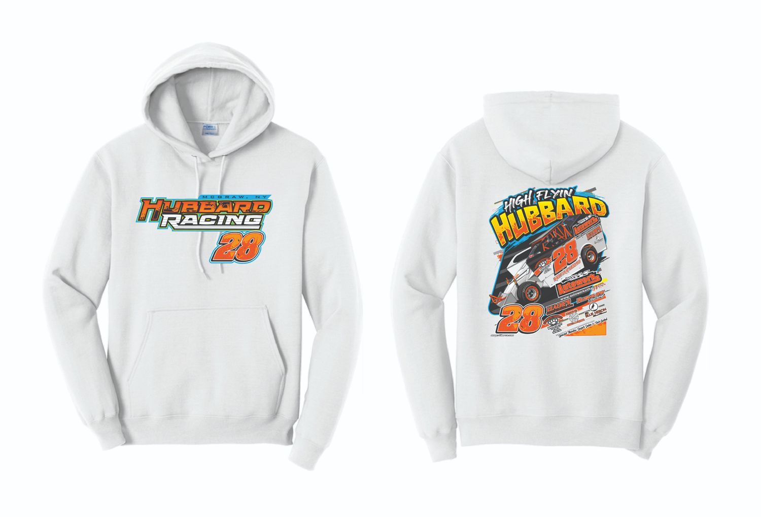 2025 Hubbard Racing Hoodie | PC78H White | Embroidered Flexfit Hats ...