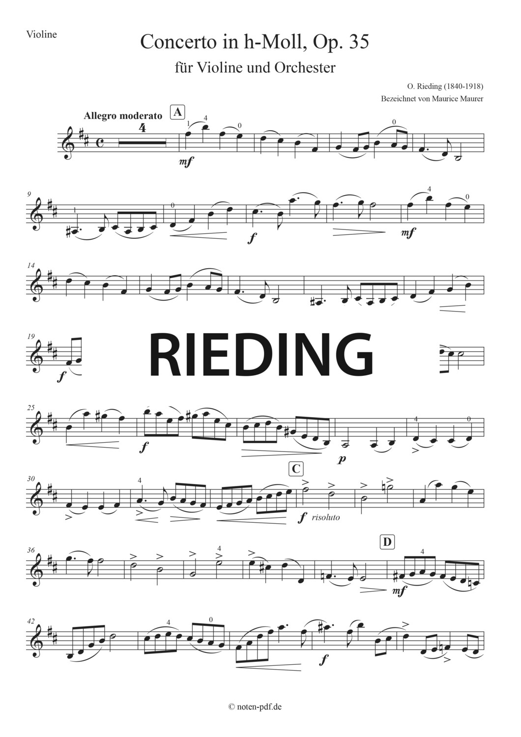 Rieding: Concerto in B minor Op. 35, All Movements