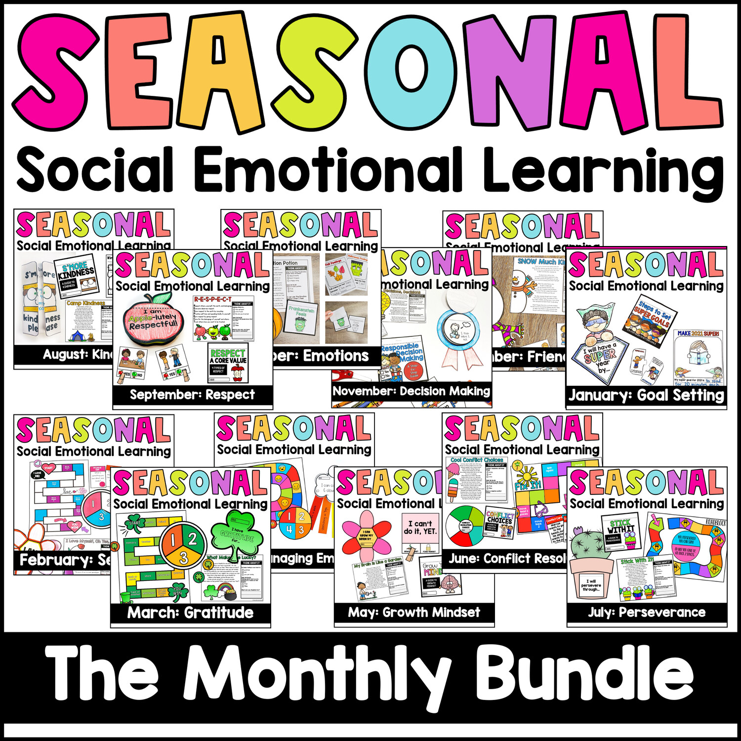 Social Emotional Learning Monthly Bundle | Store - The Social Emotional ...