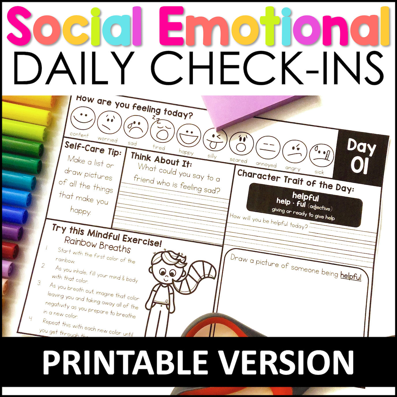 Social Emotional Learning Morning Work Daily Check-Ins - Printable ...