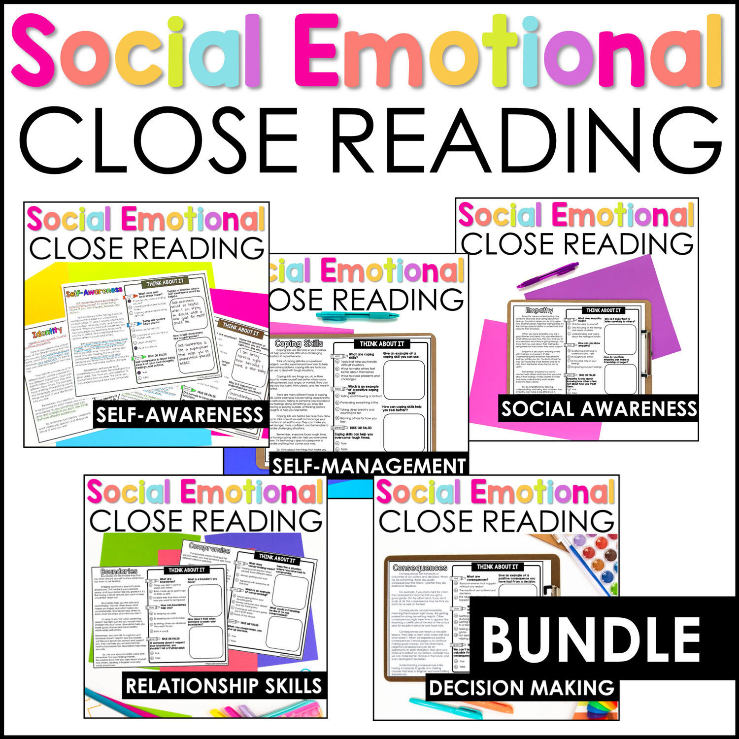Social Emotional Close Reading Passages Bundle | Store - The Social ...