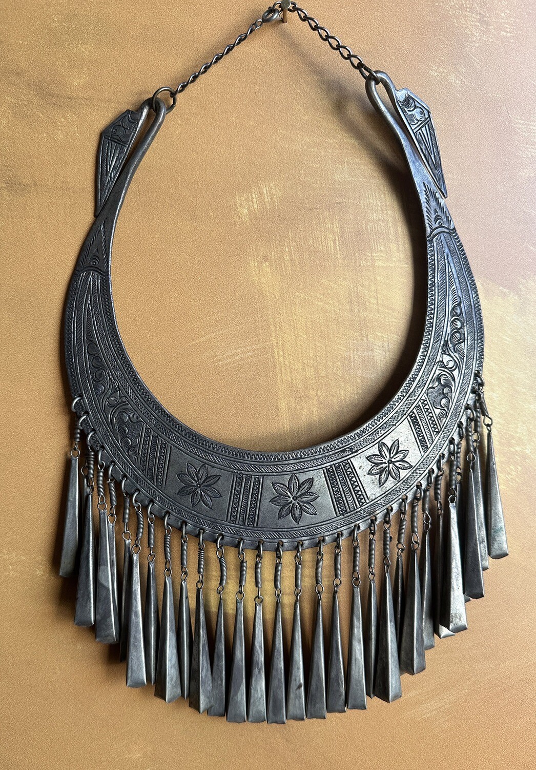 Miao Silver Ceremonial Necklace on Stand 1