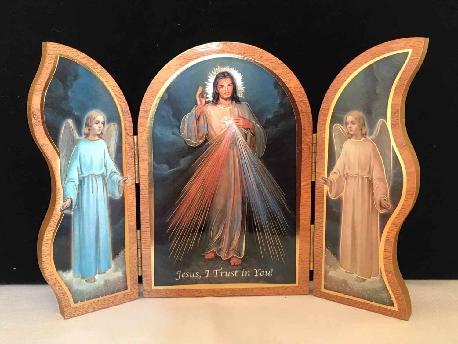 Divine Mercy wood triptych