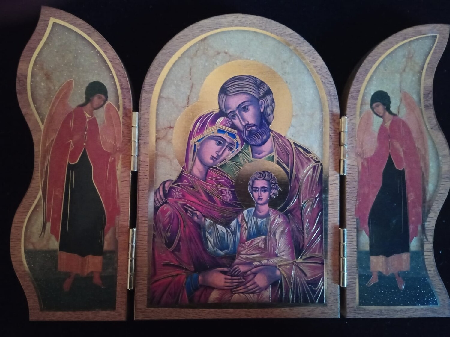 Byzantine wooden triptych of the Holy Family