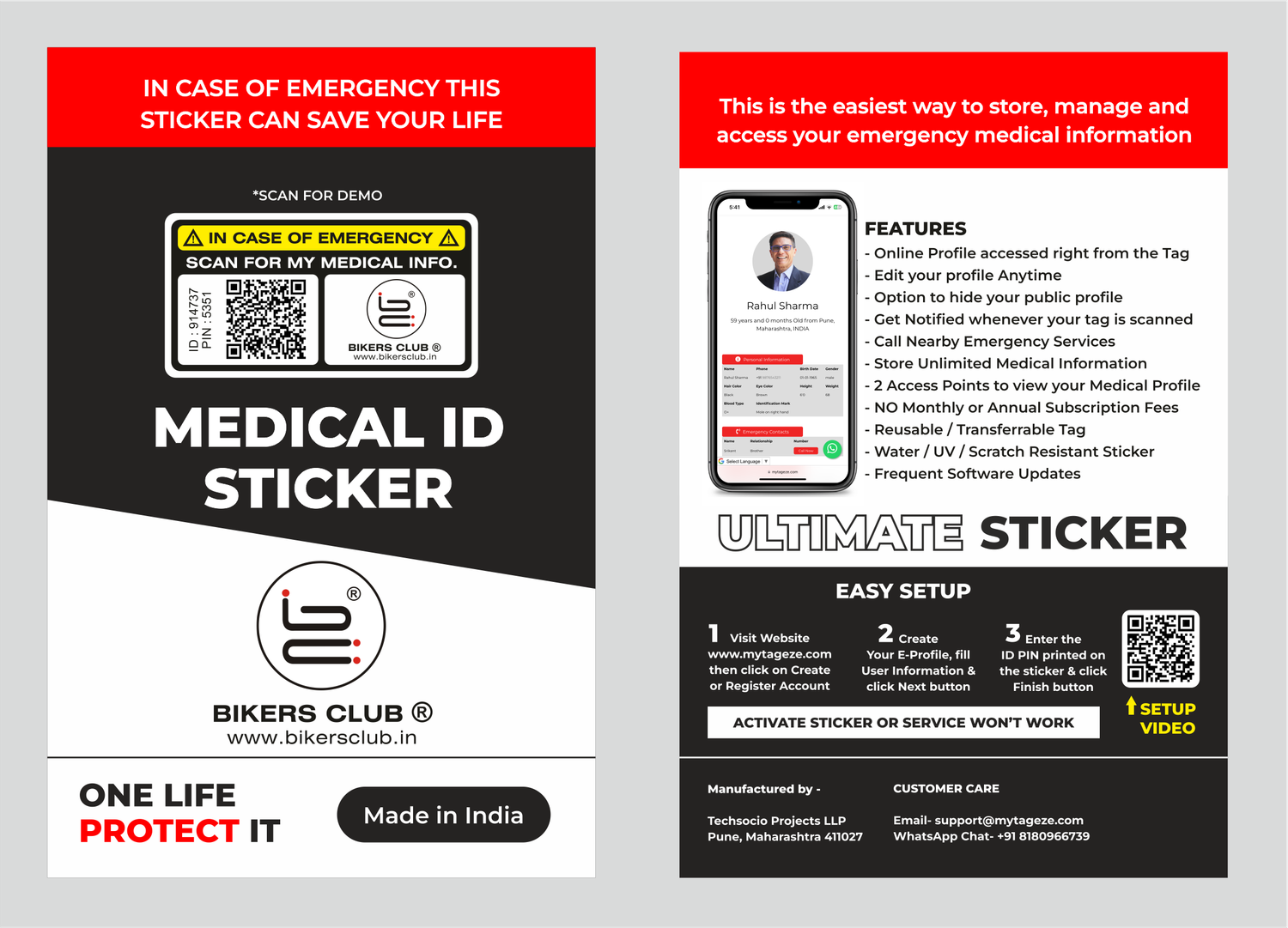 MEDICAL ID STICKERS & BLOOD GROUP