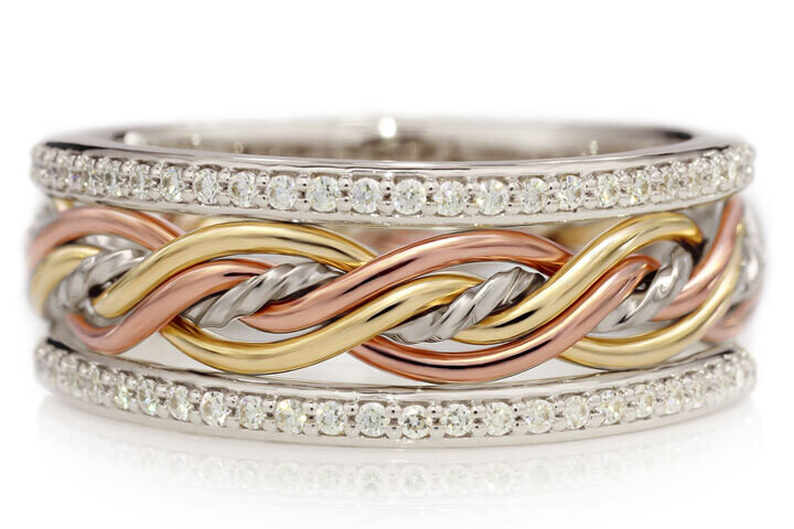 Tri-Tone Gold Wedding Rings - HandWovenBands.com
