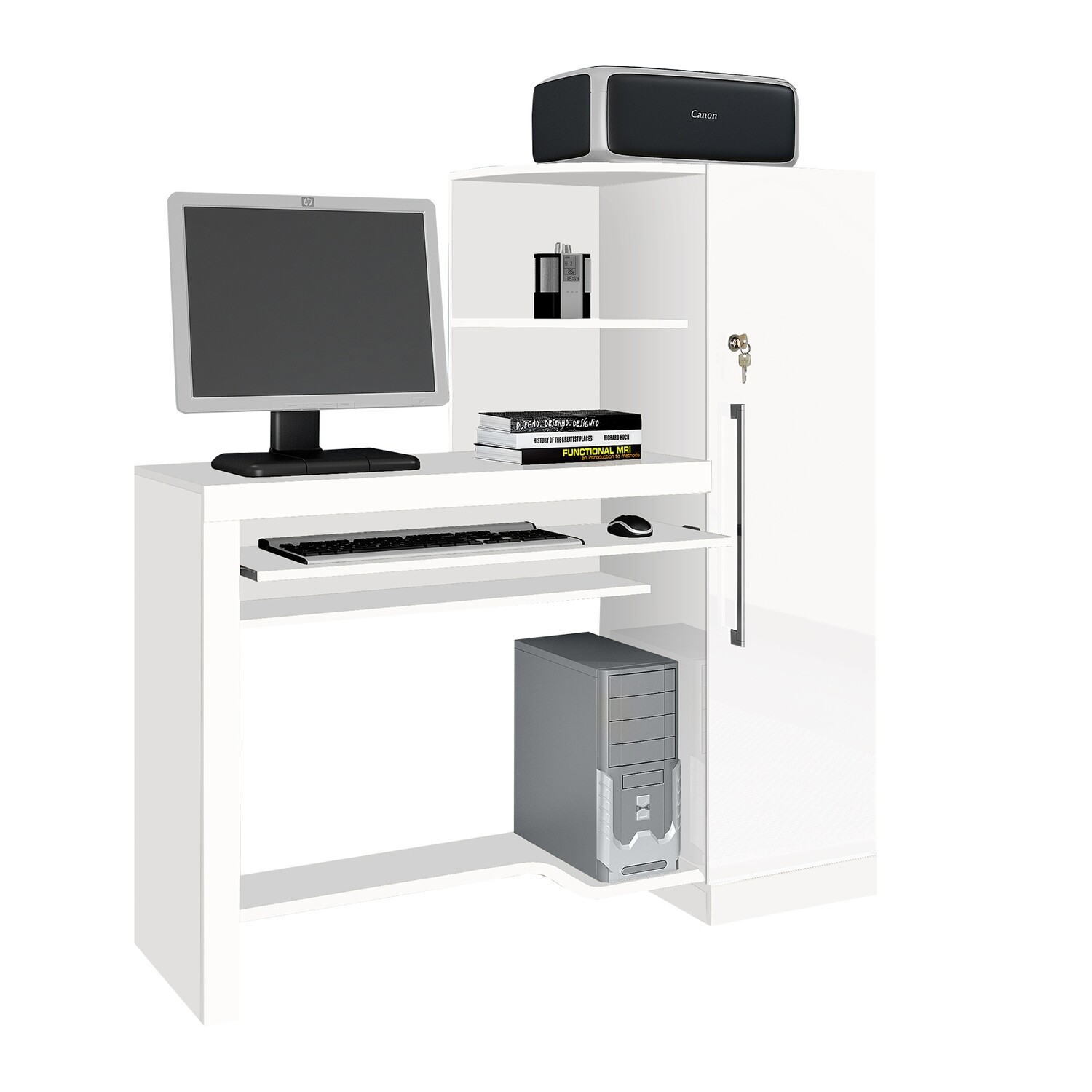 ARUBA COMPLETE COMPUTER DESK WHITE