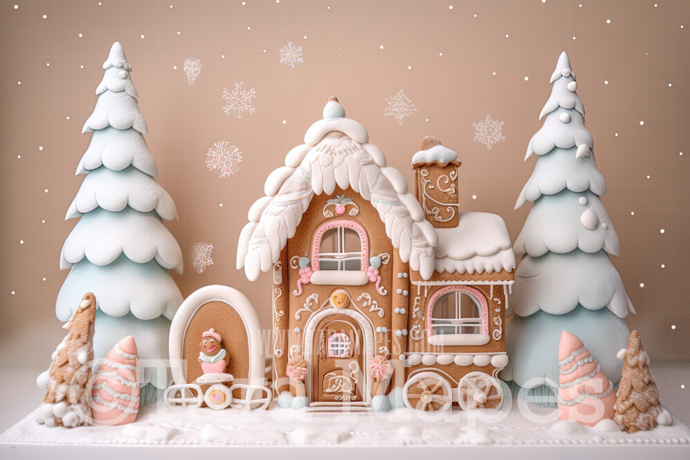 Gingerbread House Digital Backdrop Gingerbread Home Pastel