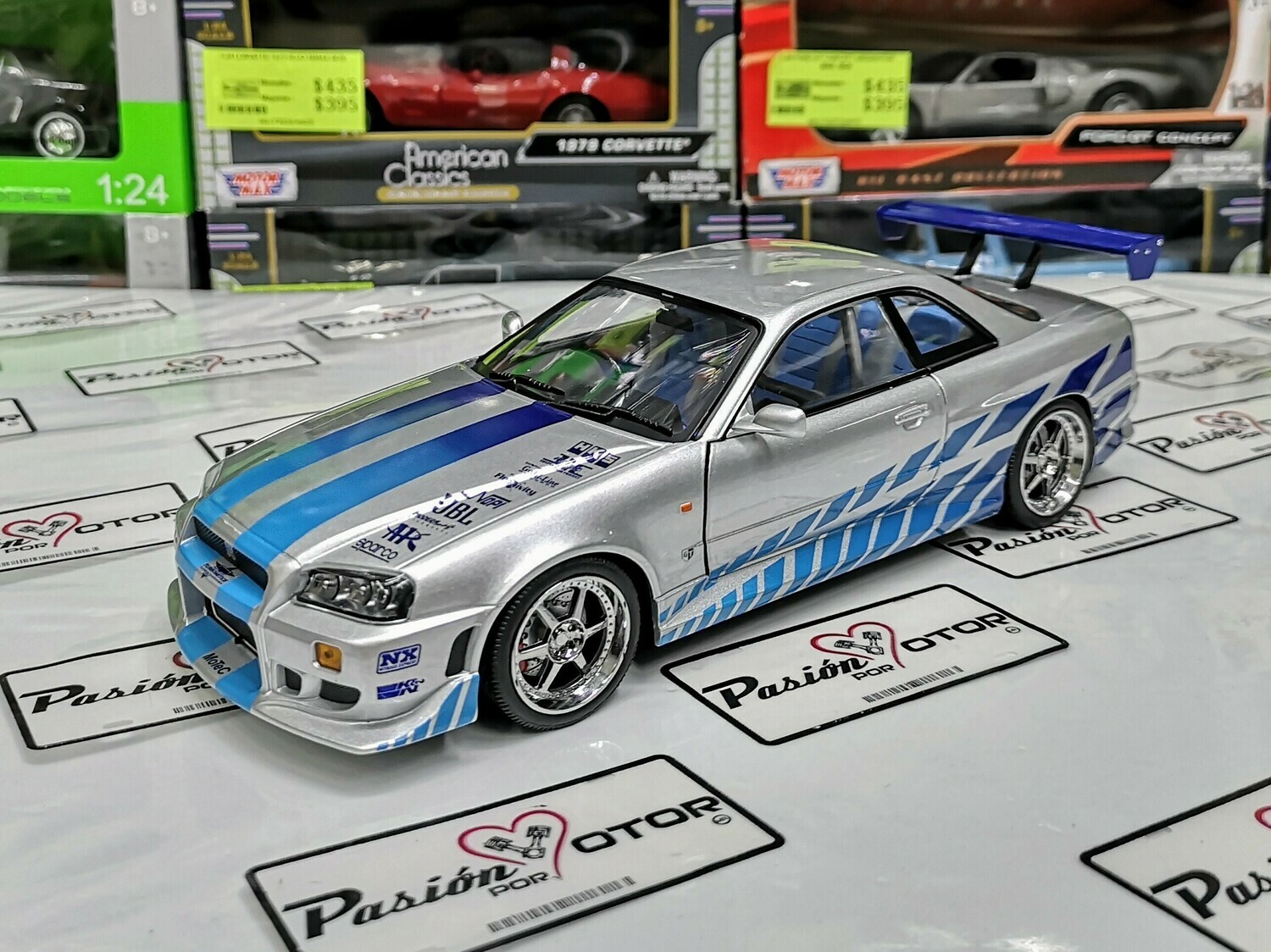 1:18 Nissan Skyline GT-R R34 Brian´s Con Luz Led en Chasis Rapido y ...
