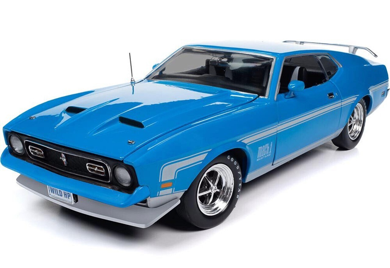 1:18 Ford Mustang Mach 1 Coupe Fastback 1971 Azul AUTO WORLD American ...