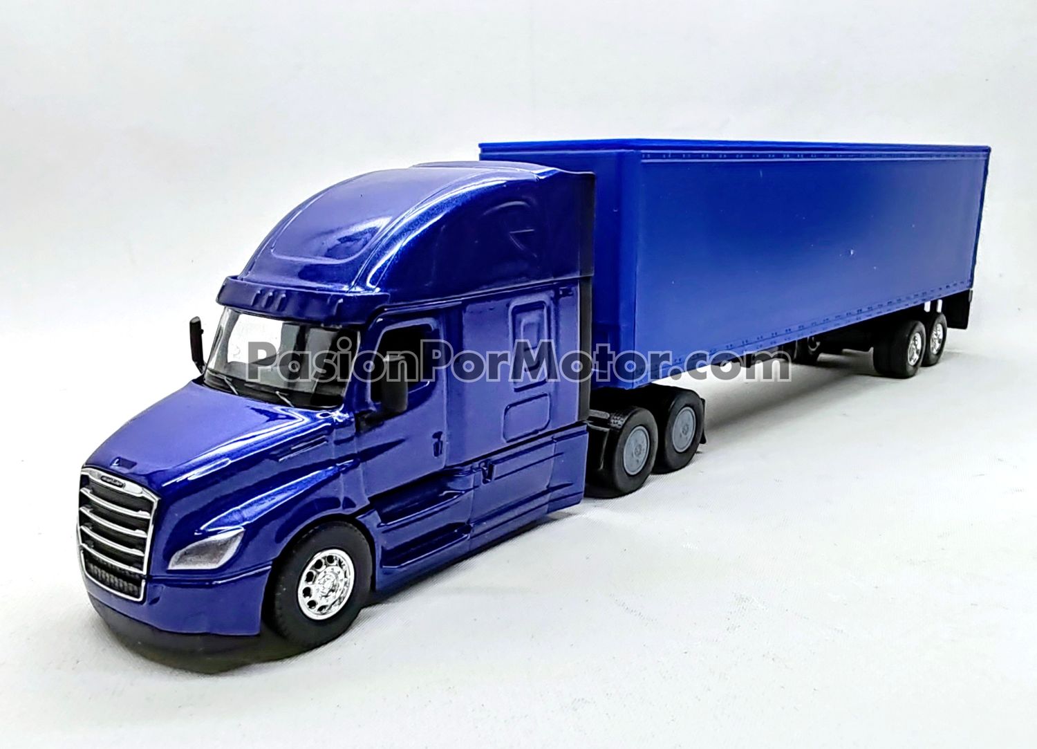1:64 Freightliner Cascadia 2018 C Trailer Caja Seca Azul 2018 WELLY Nex ...
