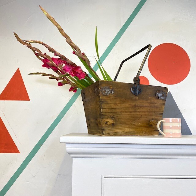 Vintage Maids Bucket Pine Storage Trug Box