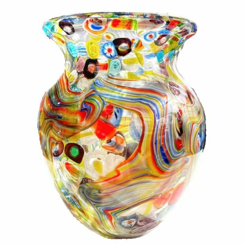 Coloured Glass Bamboo Artist Vase By Zibo
