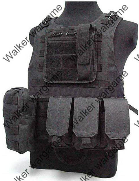 USMC FSBE Molle Combat Assault Plate Carrier Vest - SWAT Black