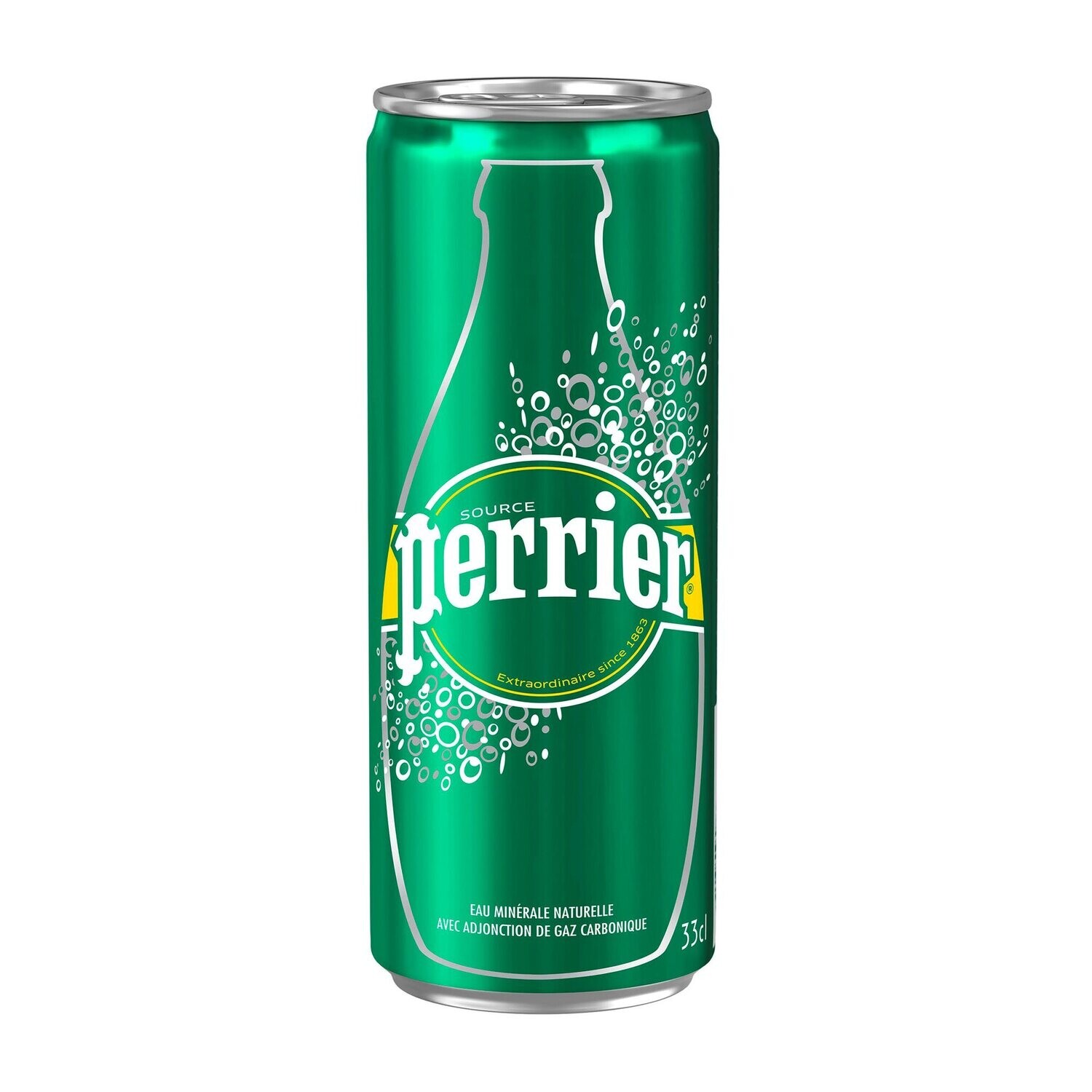 1 palette de 130 packs de Perrier boite slim 24x33cl