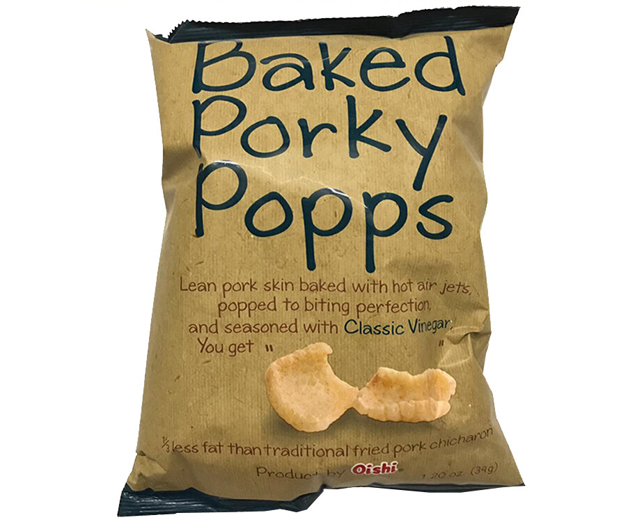 Oishi Baked Porky Popps Classic Vinegar 34g