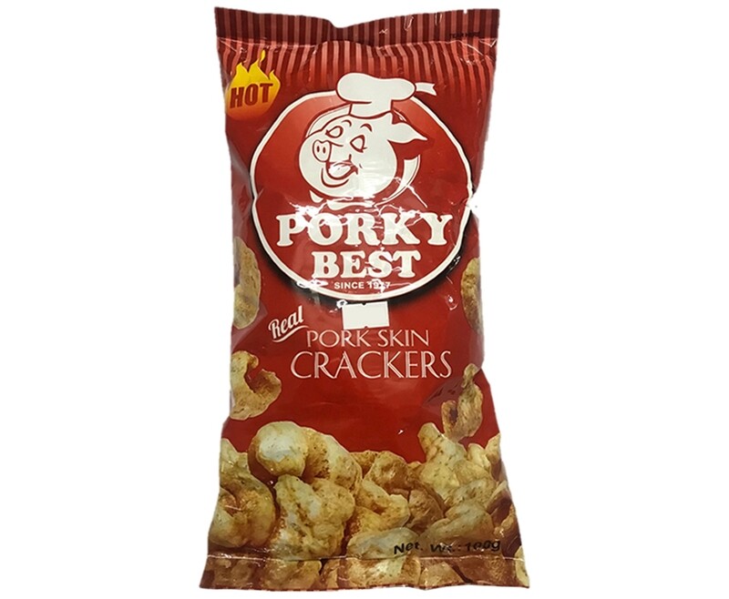 Porky Best Real Pork Skin Crackers Hot 100g
