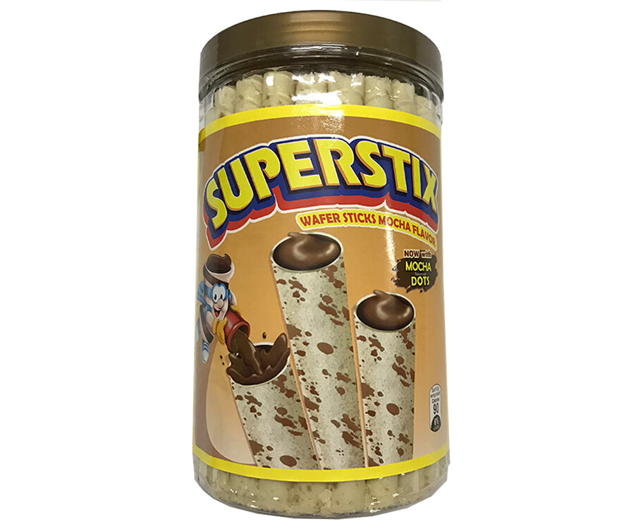 Superstix Wafer Sticks Mocha Flavor now with Mocha Flavored Dots 335.5g