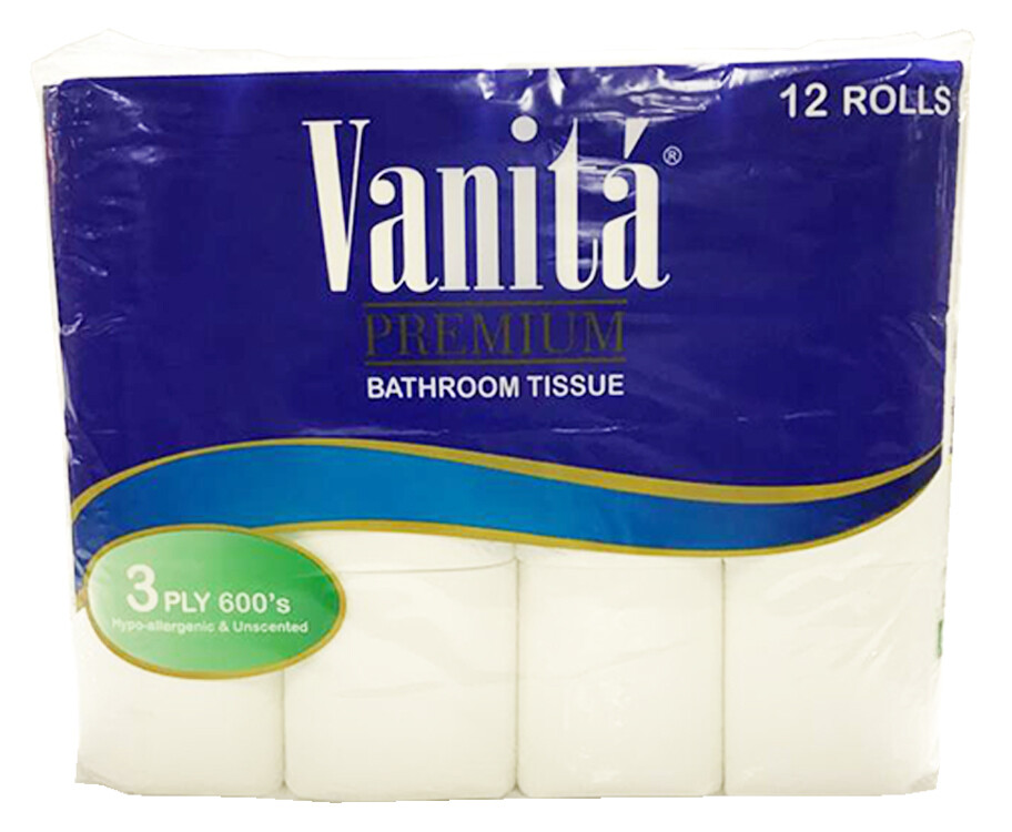 Vanitá Premium Bathroom Tissue 12 Rolls 600 Sheets