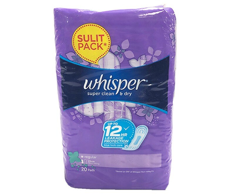 Whisper Super Clean & Dry Thick Regular Non-wing 20 Pads