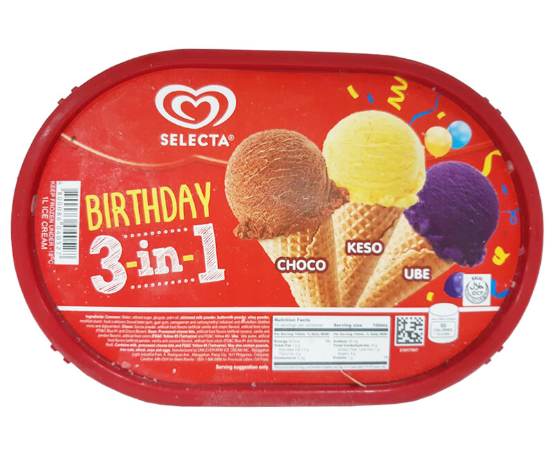 Selecta Creamdae 3-in-1 Choco + Keso + Ube 1L