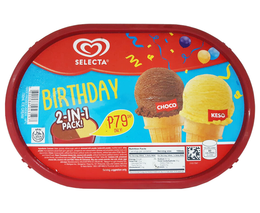 Selecta 2-in-1 Birthday Choco + Keso 750mL