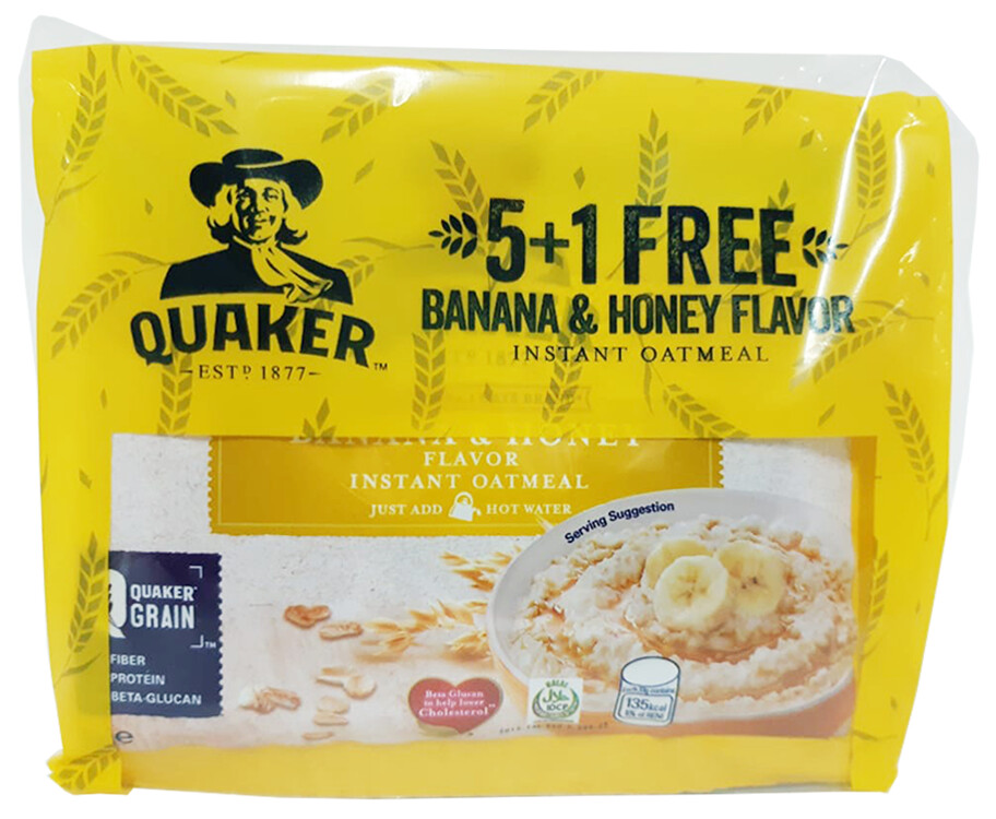 Quaker Banana & Honey Flavor Instant Oatmeal (5+1 Packs x 33g)