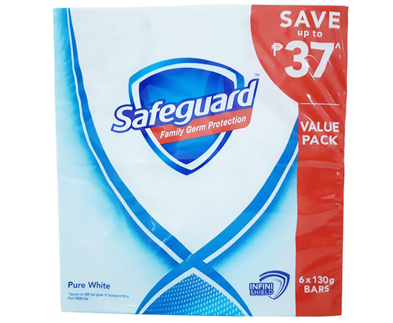 Safeguard Family Germ Protection Pure White Value Pack (6 Bars x 130g)