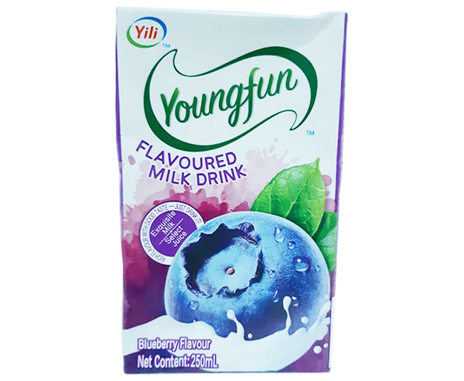 Yili Youngfun Flavoured Milk Drink Blueberry Flavour 250mL