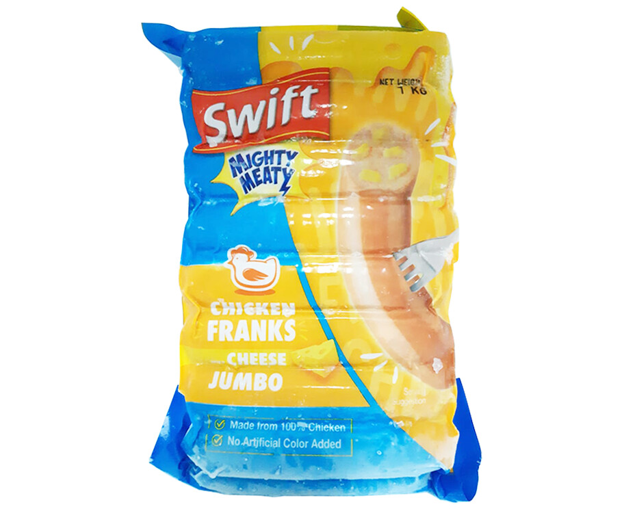 Swift Mighty Meaty Chicken Franks Cheese Jumbo 1kg