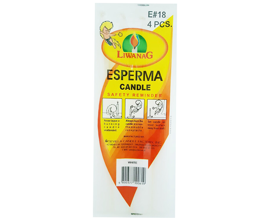 Liwanag Esperma Candle White E 18 4 Pieces