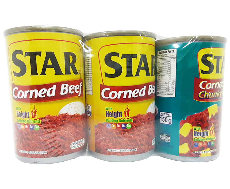 Star Pairfect Pa-Baon Corned Beef (2 Packs x 150g) + Star Chunky Cheese ...