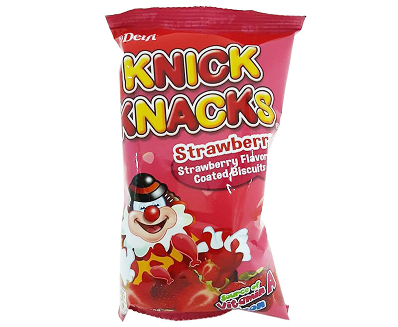 Delfi Knick Knacks Strawberry Flavored Coated Biscuits 50g