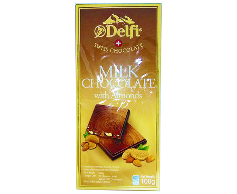 Delfi Swiss Chocolate Milk Chocolate with Almonds (2 Packs x 100g)