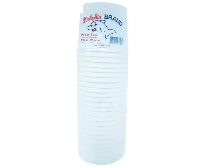 Dolphin Paper Bowl (Microwavable Safe) 390cc 25 Pieces