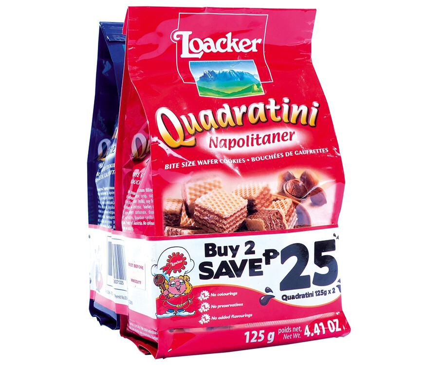 Loacker Quadratini Chocolate 125g + Loacker Quadratini Napolitaner 125g