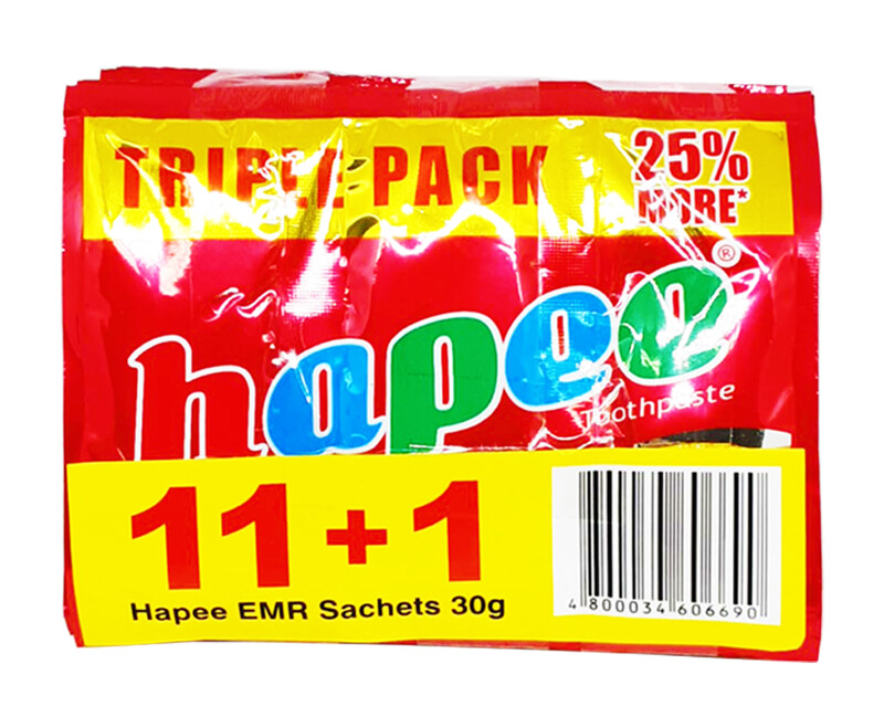 Hapee Toothpaste Explosive Menthol Red Triple Pack (11+1 Packs x 30g)