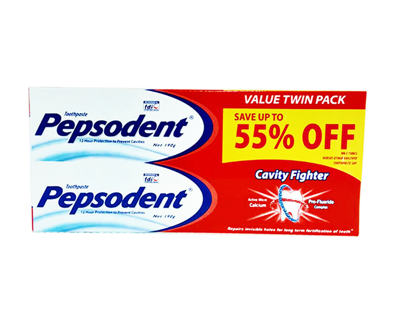Pepsodent Toothpaste Cavity Fighter Value Twin Pack (2 Packs x 190g)