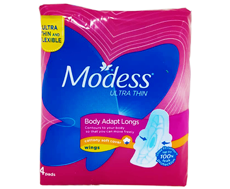 Modess Ultra Thin Body Adapt Longs Cottony Soft Cover Wings 4 Pads