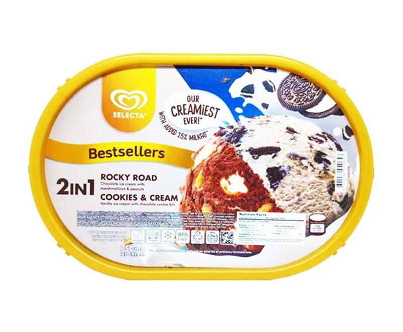Selecta Bestsellers 2-in-1 Cookies & Cream + Rocky Road 750mL