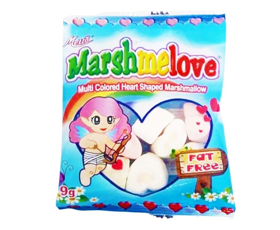 Mello Marsh Me Love Multi Colored Heart Shaped Marshmallow 9g