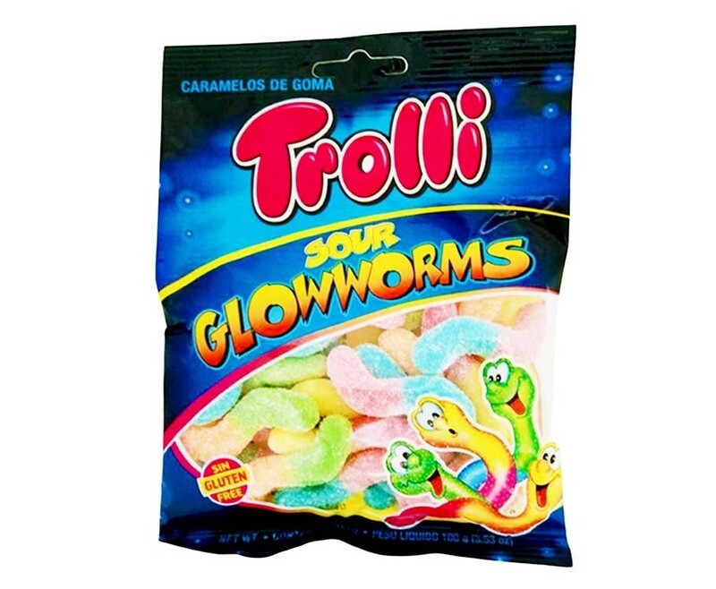 Caramelos De Goma Trolli Sour Glowworms Gummi 100g