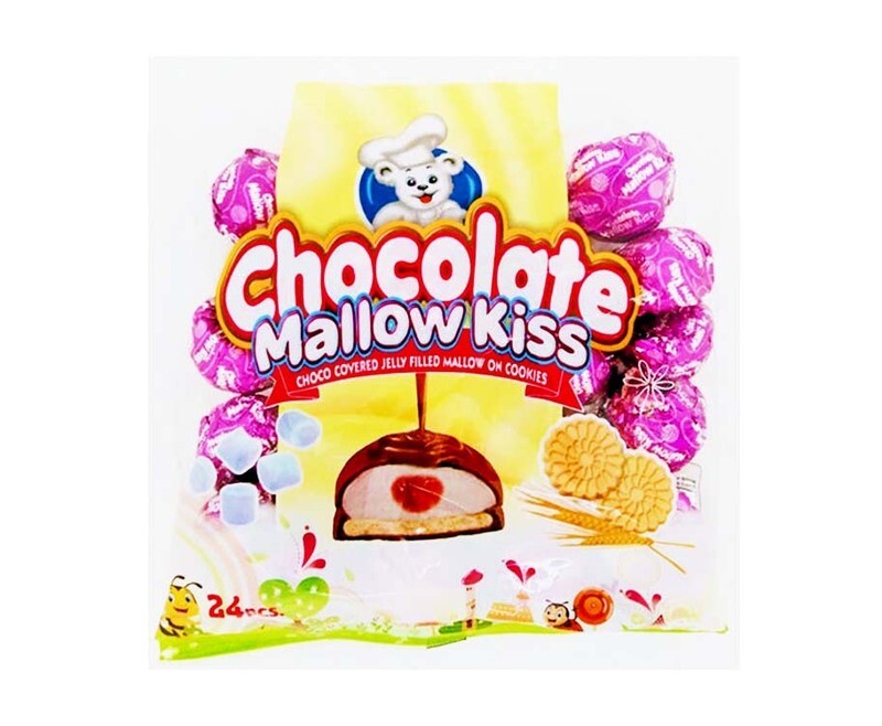Chocolate Mallow Kiss Choco Covered Jelly Filled Mallow on Cookies 24 ...
