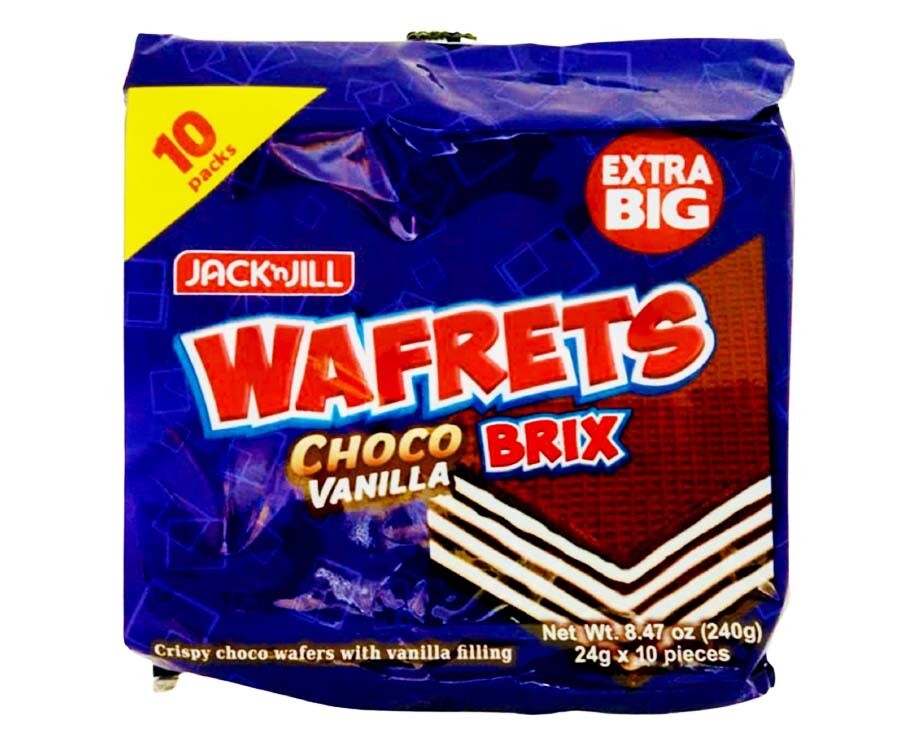 Jack 'n Jill Wafrets Choco Vanilla Brix Extra Big (10 Packs x 24g) 240g