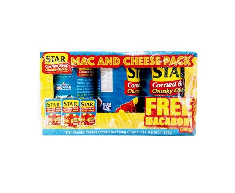Star Corned Beef Chunky Cheese (3 Packs x 130g) + Free Macaroni 200g
