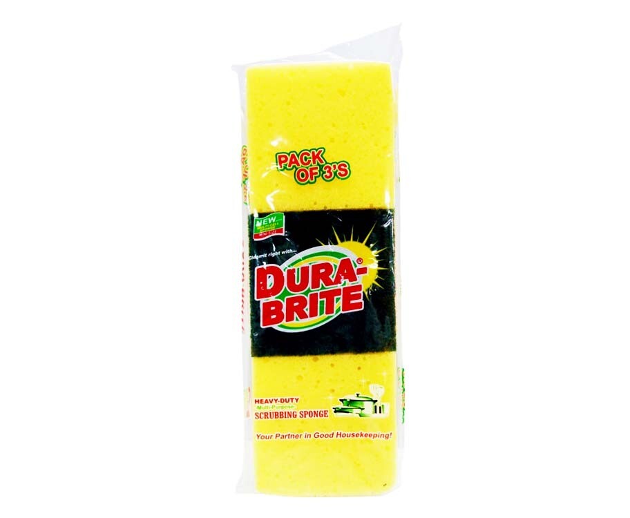 Dura-Brite Heavy Duty Multi-Purpose Scrubbing Sponge 3 Packs 75 x 75 x 30mm