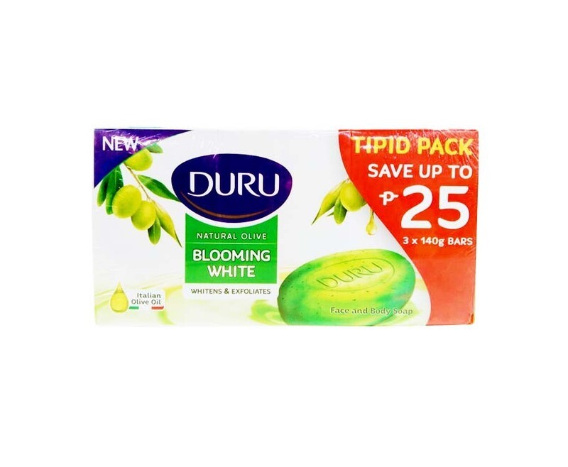 Duru Natural Olive Blooming White Face and Body Soap (3 Packs x 140g)