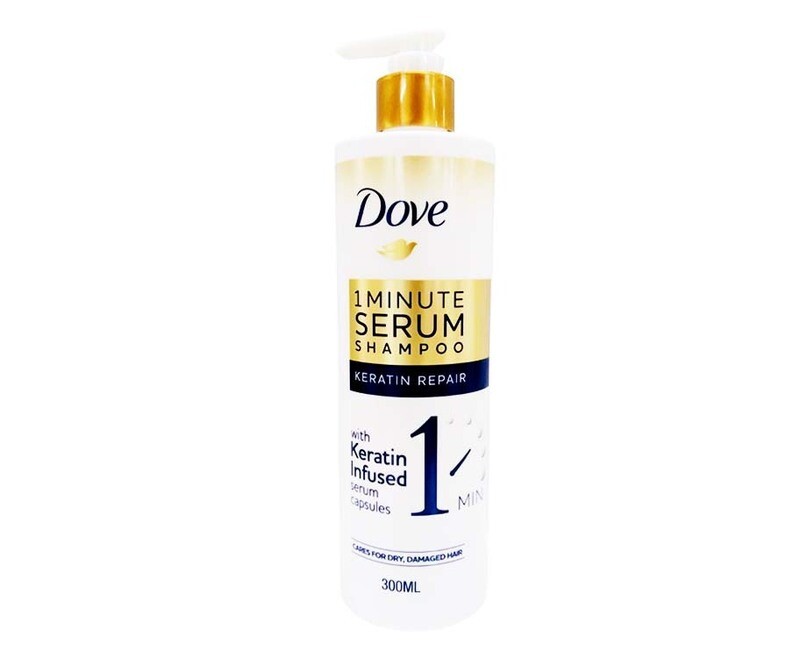 Dove 1-Minute Serum Shampoo with Keratin Infused Serum Capsules