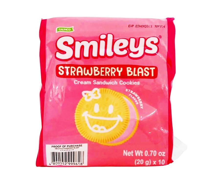 Galinco Smileys Strawberry Blast Cream Sandwich Cookies Strawberry ...